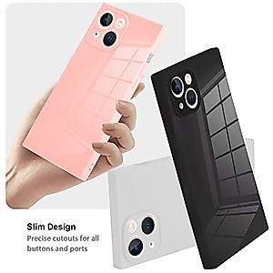 LSL Compatible iPhone 13 Case Square White Soft TPU Bumper Anti-Drop Anti-Scratch Shock Absorption Protective Wireless Slim Cover Compatible with iPhone 13 6.1 Inch for Women Girls Men