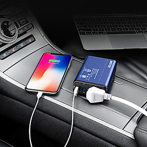 BESTEK 150W Power Inverter DC 12V to 110V AC Converter 4.2A Dual USB Car Plug Adapter Outlet Converter (Blue)