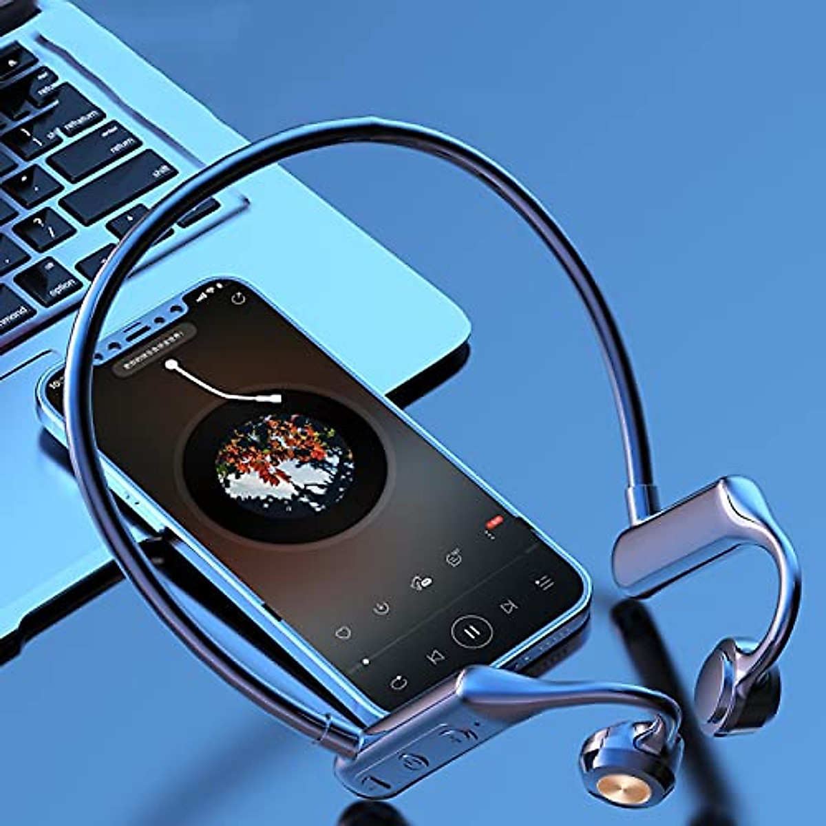 Gspmoly Wireless Bluetooth Headset Bone-Conduction Headphones Bluetooth 5.3 Wireless Earbuds Sport, Fashion Wireless Earphones Earbuds Headset for Workouts & Running