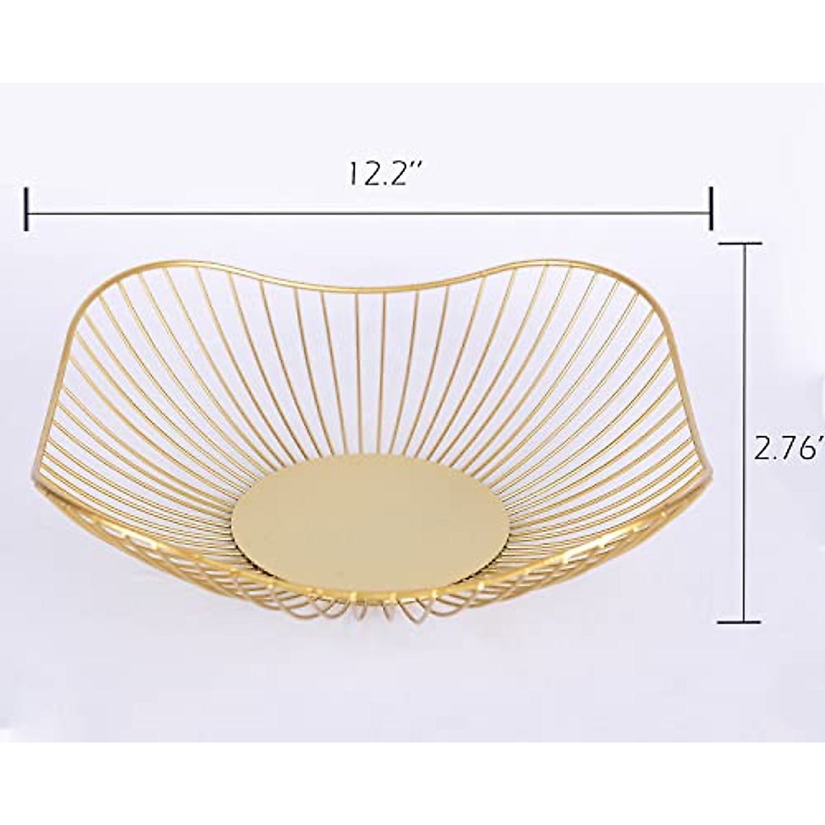 IBWell Short Curved-Edge Modern Creative Stylish Single Tier Dish,Metal Iron Wire Fruit Vegetables Bread Decorative Stand Serving Bowls Basket Holder (Gold)
