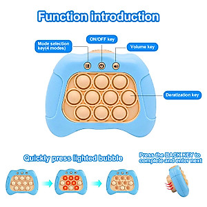 AICARGER Quick Push Puzzle Game Machine Pop Fidget Light-Up Squeeze Poppet Sensory Toy Educational Push Pop Bubble Toy Stress Relief Party Favors Puzzle Game for Kids Teens Adults (Light Blue)