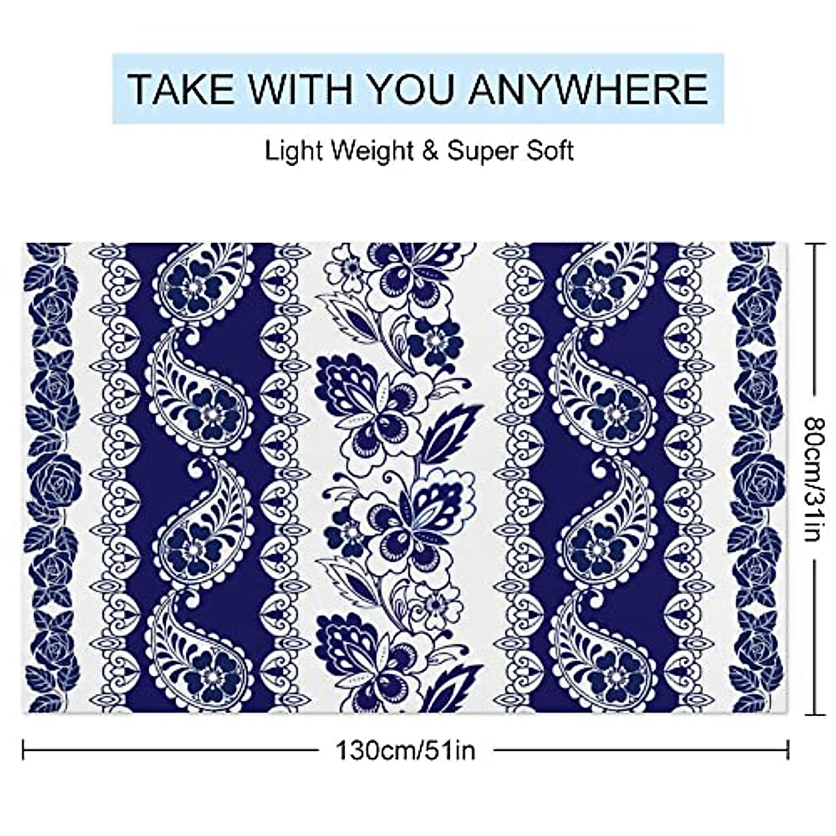 My Little Nest Bath Towels Soft Absorbent Bathroom Towel Lace Bohemian Floral Paisley Stripes Quick Dry Bath Towel Large Shower Towels Lightweight Hand Towels 31" x 51"