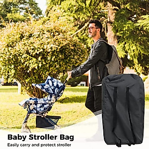 SWEWARM Stroller Travel Bag, Gate Check Bag for Single and Double Strollers, Lightweight Pushchair Transport Carry Bags with Shoulder Straps for Airplane Travel(dark grey) (Dark Grey)
