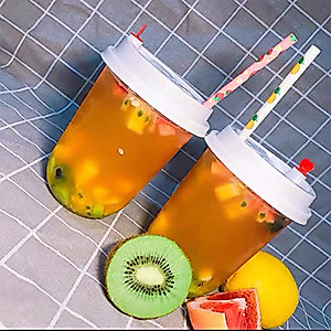 IPALMAY Lemon Patterned Drinking Paper Straws, Disposable Biodegradable, 7.75 Inches, Pack of 100 (Lemon)