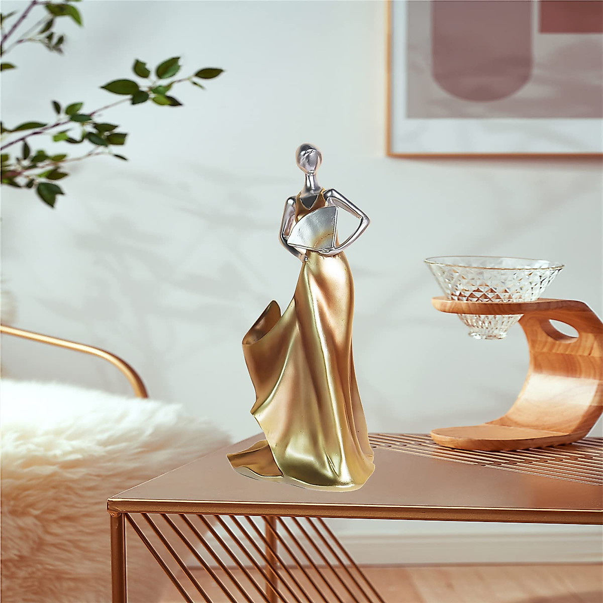 Artpaul Wine Bottle Holder Beauty Lady Statue Wine Bottle Stand Lady Wine Rack Decoration Wine Cork Holder Decor Wine Decor for Kitchen Bar (Golden)