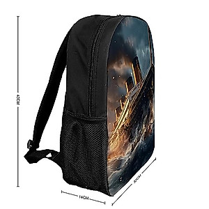 Titanic Cruise Ship Boat 17 Inch Backpack Travel Laptop Dayback Shoulder Back Pack for Men Women