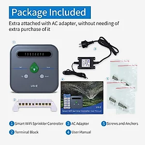 US:E Smart Sprinkler Controller, 8 Zone Watering Timer & Weather Intelligent Irrigation System, Compatible with Alexa and Google Assistant, App Remote & Voice Control, Rain Freeze and Snow Skip