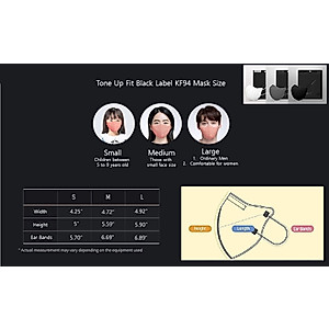 CHARMZONE Tone Up Fit Black Label KF94 Premium Protective Mask 4PLY 3EA, White + Black+Gray, Made in Korea (Medium, Trial Pack (3ea))