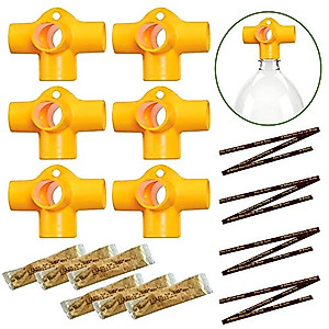 Flies Be Gone Monster Soda Bottle Fly Trap 6 Pack – Reusable Screw Tops for 2 Liter Bottles, KM34 Non-Toxic, No Poison, No Pesticide Bait - Suspension Straps - for Outdoor Use