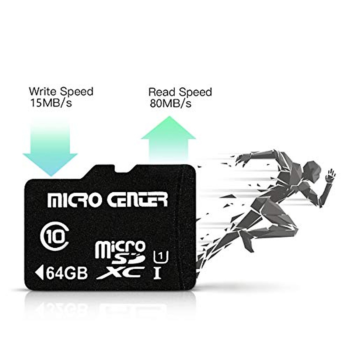 Micro Center 64GB Class 10 MicroSDXC Flash Memory Card with Adapter for Mobile Device Storage Phone, Tablet, Drone & Full HD Video Recording - 80MB/s UHS-I, C10, U1 (2 Pack)