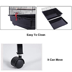 YJJT Bird House Pole Birdcages Bird Cages for Parakeets - Bird Carrier Box with Stand - Breeding Nest Perch Habitat, Slide-Out Tray, Easy to Move, for Lovebirds, Parrotlets, Swallows, 59 Inches