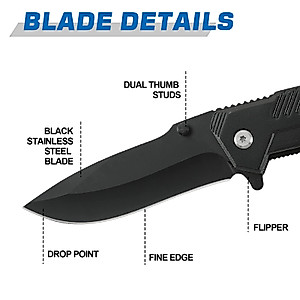 Milaloko Cool Sharp Tactical Folding Pocket Knife with Liner Lock,Glass Breaker,Seatbelt Cutter and Pocket Clip for Men Women