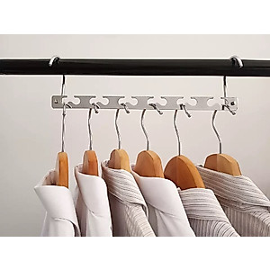 RWeLit Pack of 6 Magic Clothes Hangers Space Saving Hangers for Heavy Clothes Smart Closet Saver – Stainless Steel - Cascading Hangers Wardrobe Organizer Clothing Hanger Organizer Closet Space Saver