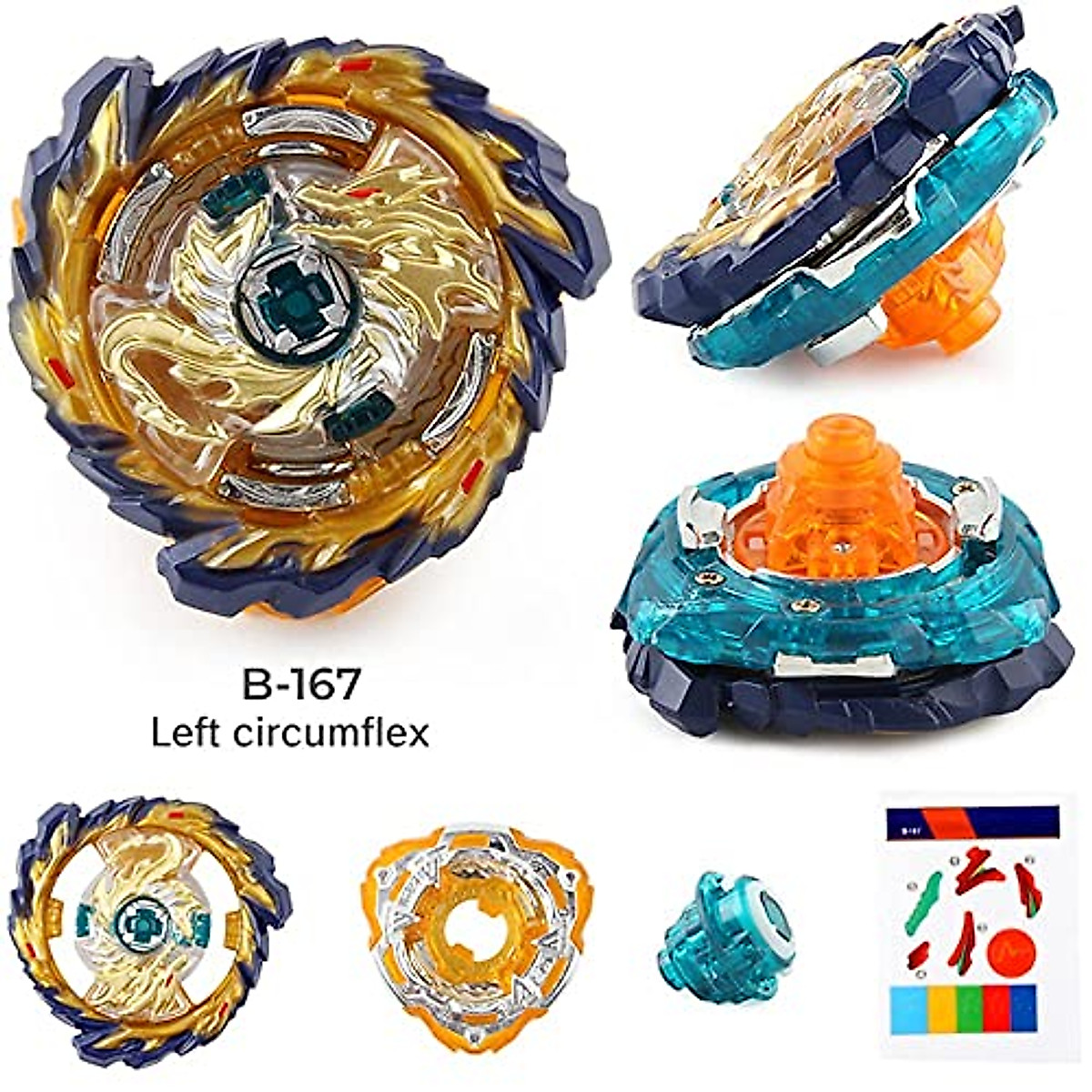 JIMI Bey Battling Top Blade Battle Set, 6 Burst Spinning Tops 1 Launcher Grip Starter Combat Game, Toy Gift for Kids Boys Ages 6 7 8 9 10 11 12+