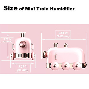 Portable Mini Humidifier, 300ml Cute Train Small Humidifier, Cool Mist Diffuser for Desktop / Office / Bedroom, Ultra Quiet, LED Light Function, USB Charge, Auto Shut Off