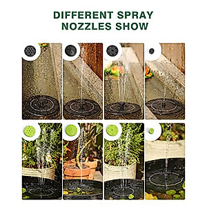 Xinhong Solar Fountain or Bird Bath, 1W Solar Bird Bath Fountains Pump with 10 Nozzles, 5.1" Mini Solar Powered Water Fountain Outdoor Watering Submersible Pump for Garden, Ponds, Pool, Fish Tank