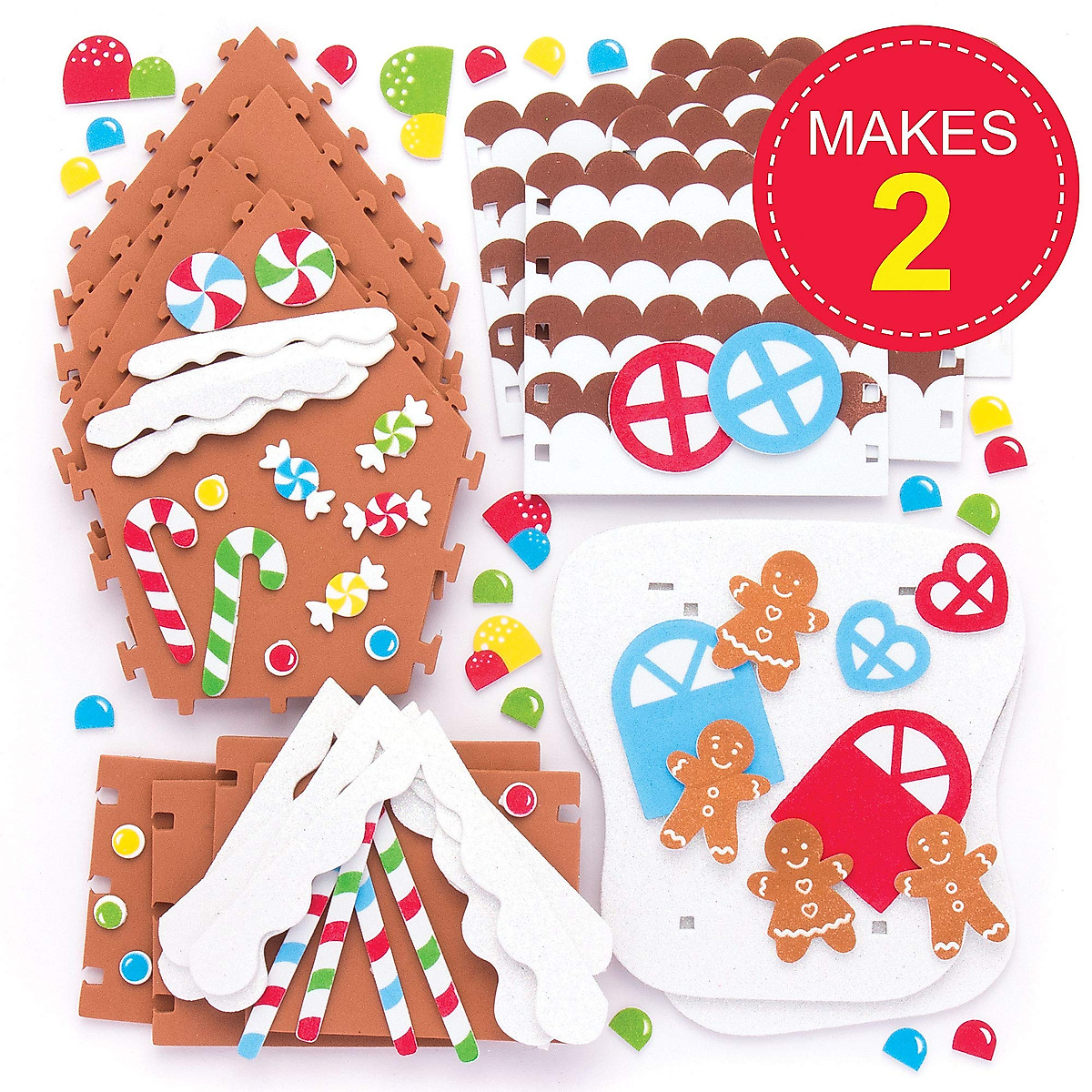 Baker Ross AR698 Gingerbread House Kits - Pack of 2, Decorate and Display for Christmas Decorations, Ideal Kids Arts and Crafts Project