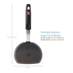 Silicone Turner Pancake Spatula - Nonstick Cookware Safe 600°F Heat-Resistant Flexible & Thin Cooking Flipper for Eggs - Reinforced Stainless Steel Core - BPA Free & Dishwasher Safe by DI ORO