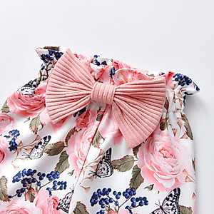 Elspilit Preemie Newborn Baby Girl Clothes Infant Long Sleeve Romper Pants Headband Outfits Sets (Pink, Preemie)