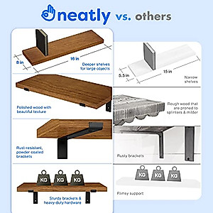 Floating Shelves Wall Shelves, Bathroom Shelves for Wall Decor, Set of 2 Wall Shelves for Bedroom, Wood Shelves Wall Mounted Shelves for Wall Storage, Hanging Shelves, Wood Floating Shelves Bathroom