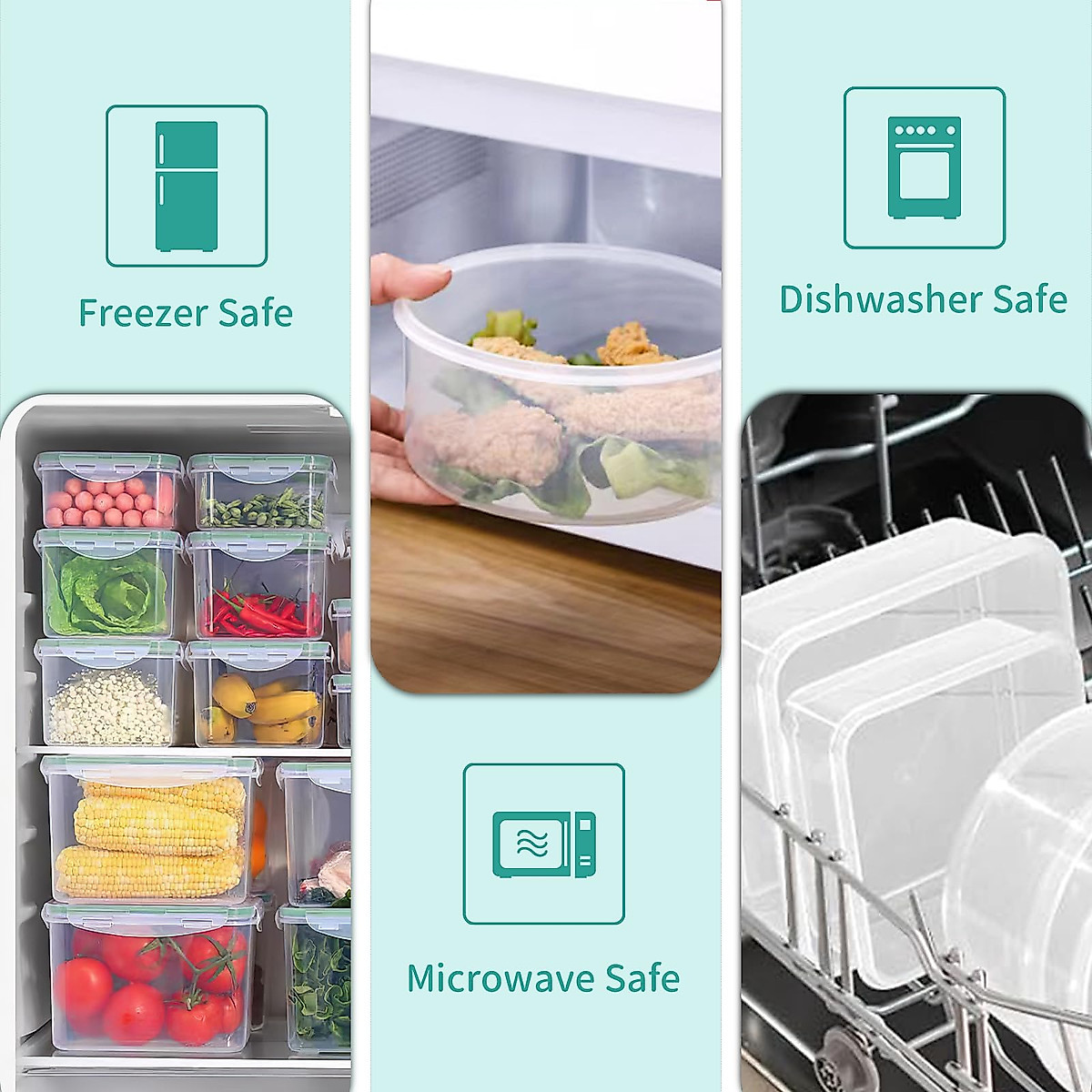 UULID 50 PCS Plastic Food Storage Containers Sets with Lids Leakproof Reusable BPA Free Snap Lid Storage Containers Small Meal Prep Containers with Snap Lids Labels & Marker Pen