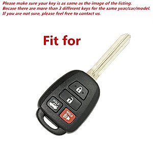 WFMJ Leather Smart 4 Buttons Key Fob Case Cover Chain for Toyota Camry SE LE RAV4 Corolla Venza Avalon Highlander Sequoia (Black)