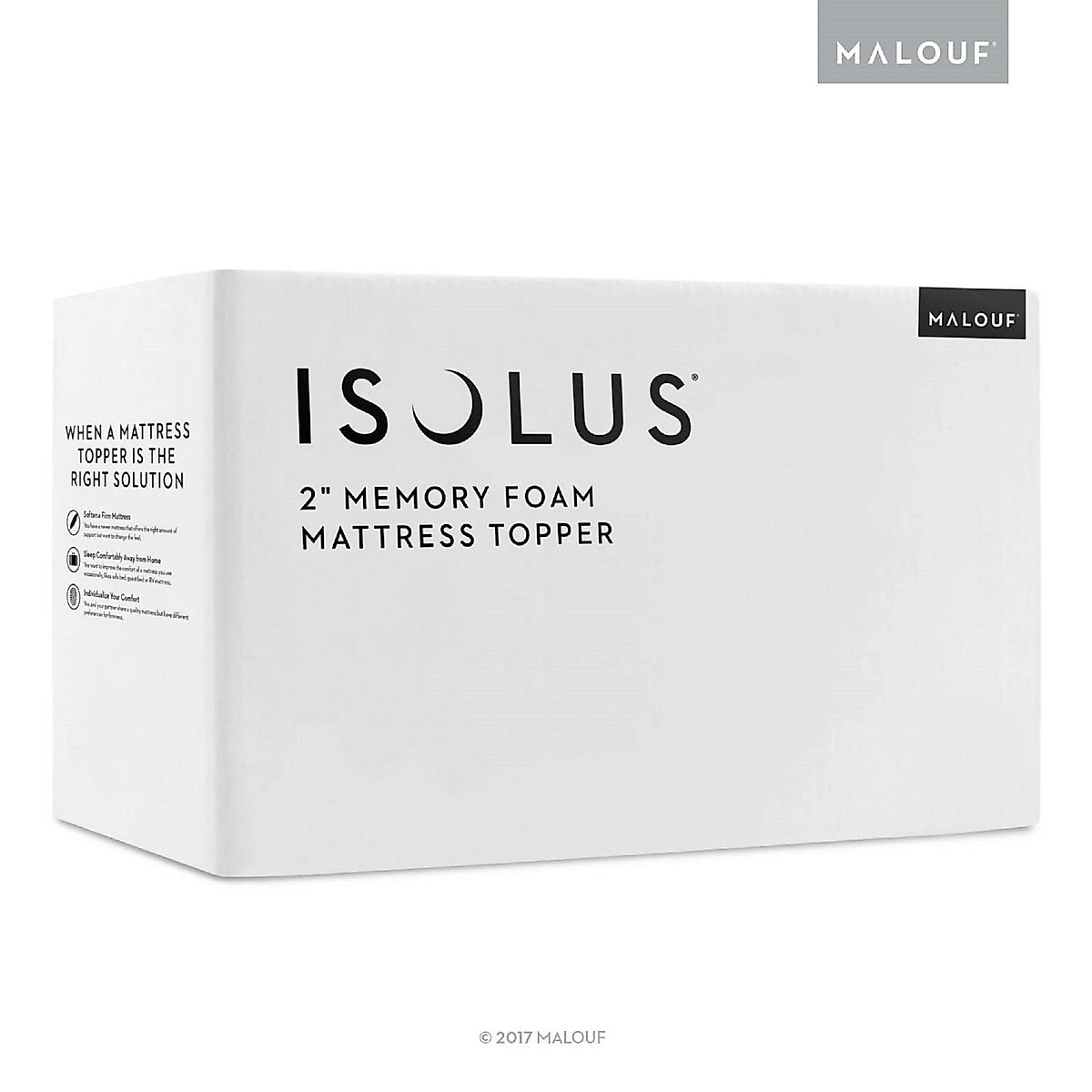 ISOLUS 2 Inch Ventilated Memory Foam Mattress Topper - 3 Year U.S. Warranty - Twin, White, IS20TT45MT