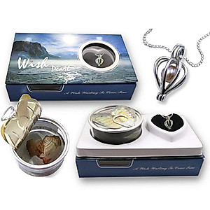 Pearlina Sterling Silver Heart Cage Locket Necklace Cultured Wish Pearl in Oyster Set, 18"