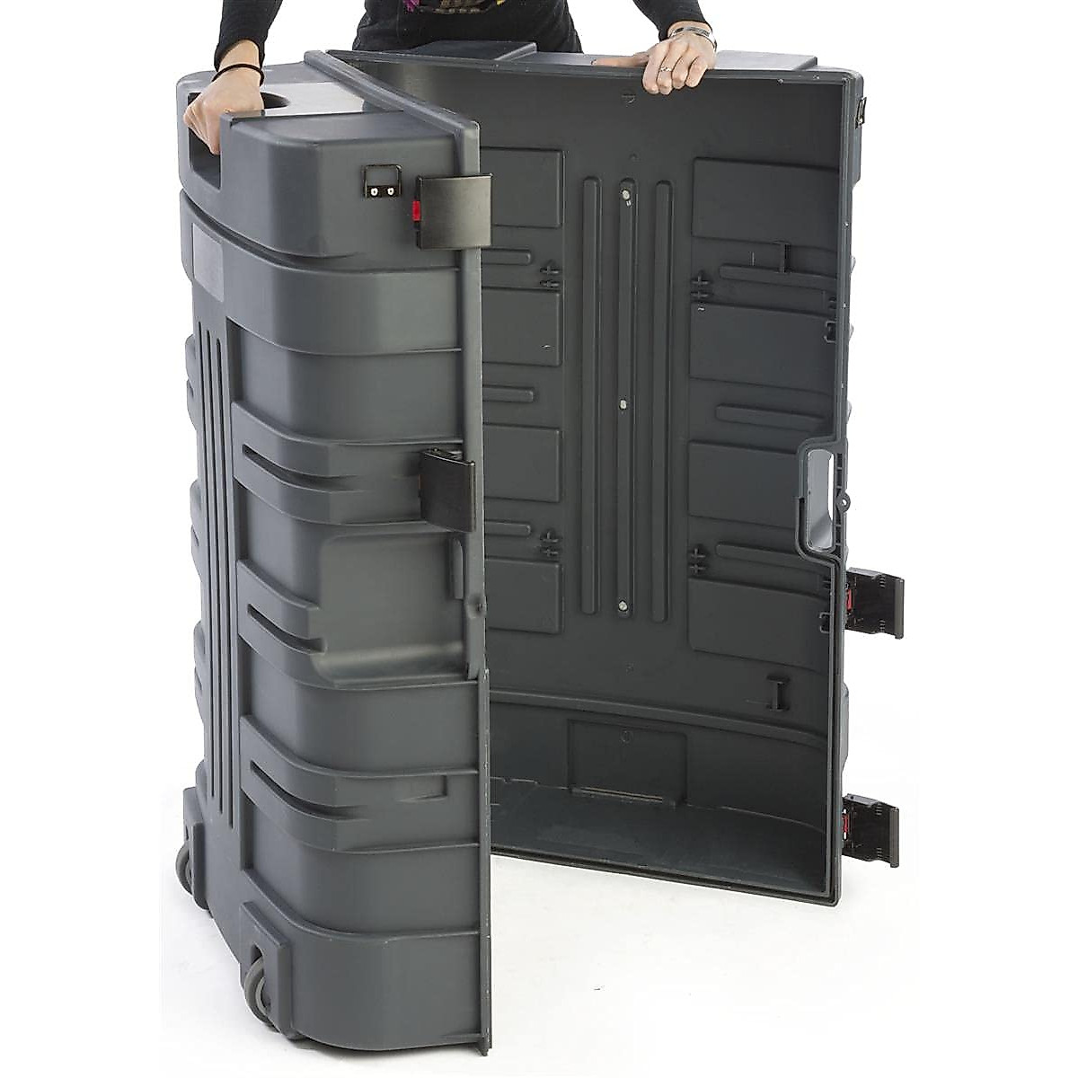 Displays2go 37.9 Inch Portable Trade Show Counter, Converts to Case, Hard Shell Plastic (BMRCNTB1)