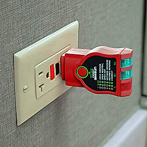 ALLOSUN EM9807 GFCI North American AC Electrical Outlet Receptacles Socket Tester, RED