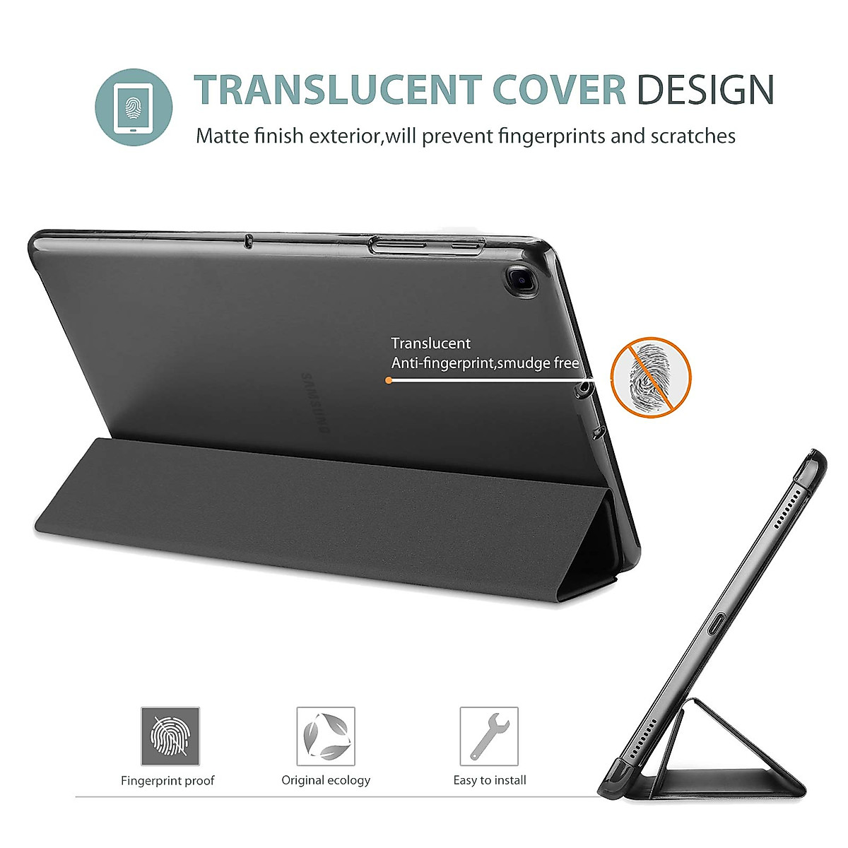ProCase Smart Case for Galaxy Tab a7 10.4 Inch 2022 2020 (SM-T509 T500 T503 T505 T507), Protective Stand Case Hard Shell Cover for 10.4 Inch Galaxy Tab a7 10.4 -Black