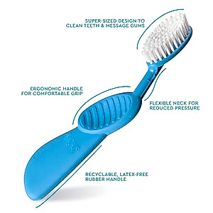 RADIUS Toothbrush Flex Brush BPA Free & ADA Accepted Designed to Improve Gum Health & Reduce Gum Issues - Right Hand - Blue White - Pack of 1