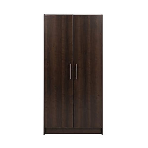 Prepac Elite 2 Door Wardrobe Cabinet, 32" W x 65" H x 20" D, Espresso