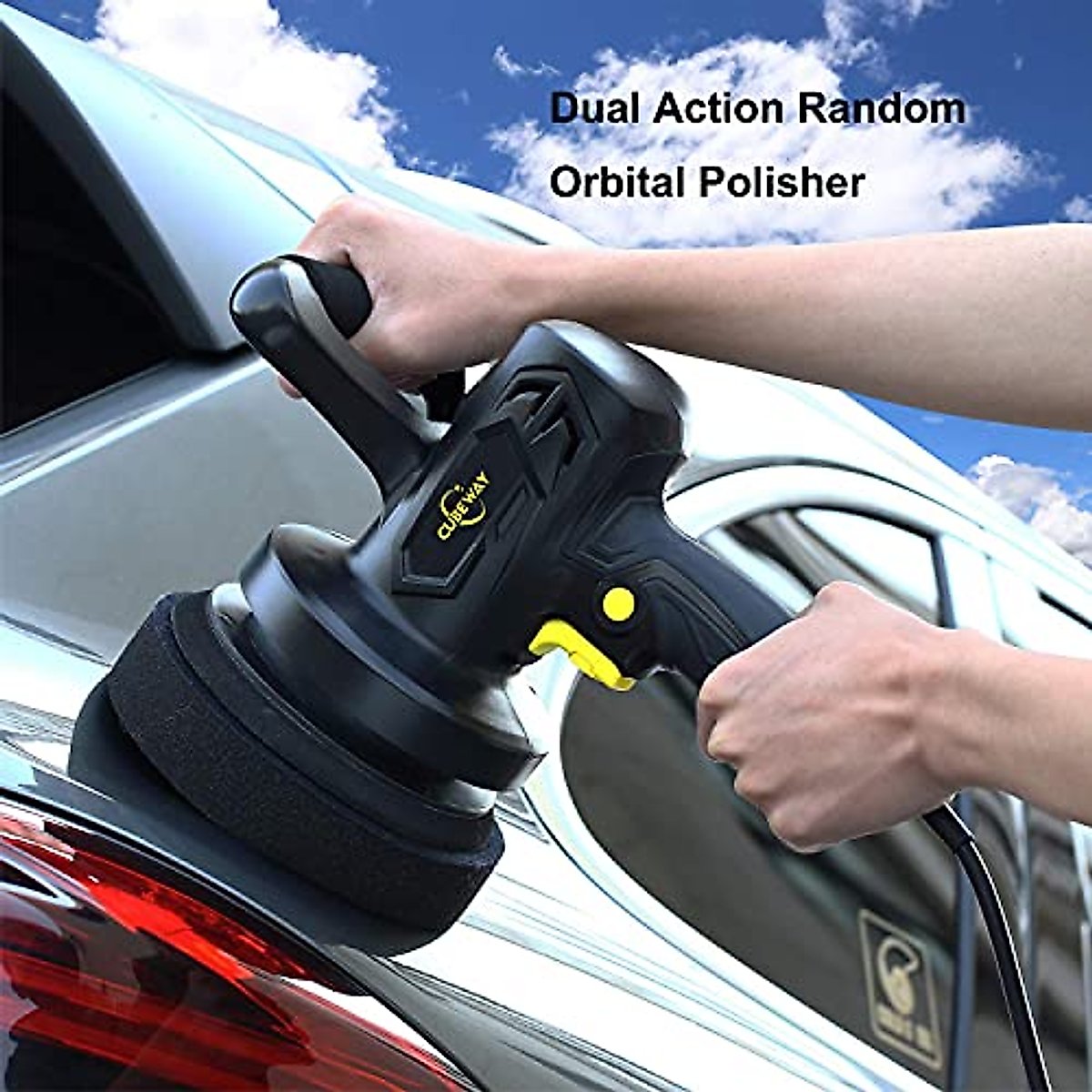 Buffer Polisher, 6-inch Electric Variable Speed Car Buffer Machine, Random Orbital Polisher Waxer Kit with 3 Pads for Car Detailing Polishing and Waxing, CUBEWAY