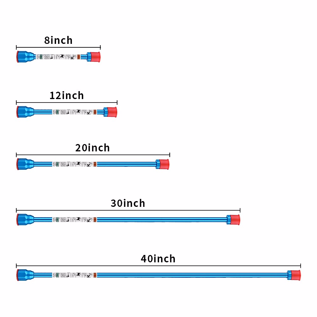 Spray freely 5PCS Airless Sprayer Gun Spray Painting Wand,Airless Spray Gun Tip Extensions,Airless Paint Sprayer Gun Tip Extension Pole,for Airless Paint Gun Wand (blue/8in 12in 20in 30in 40in)