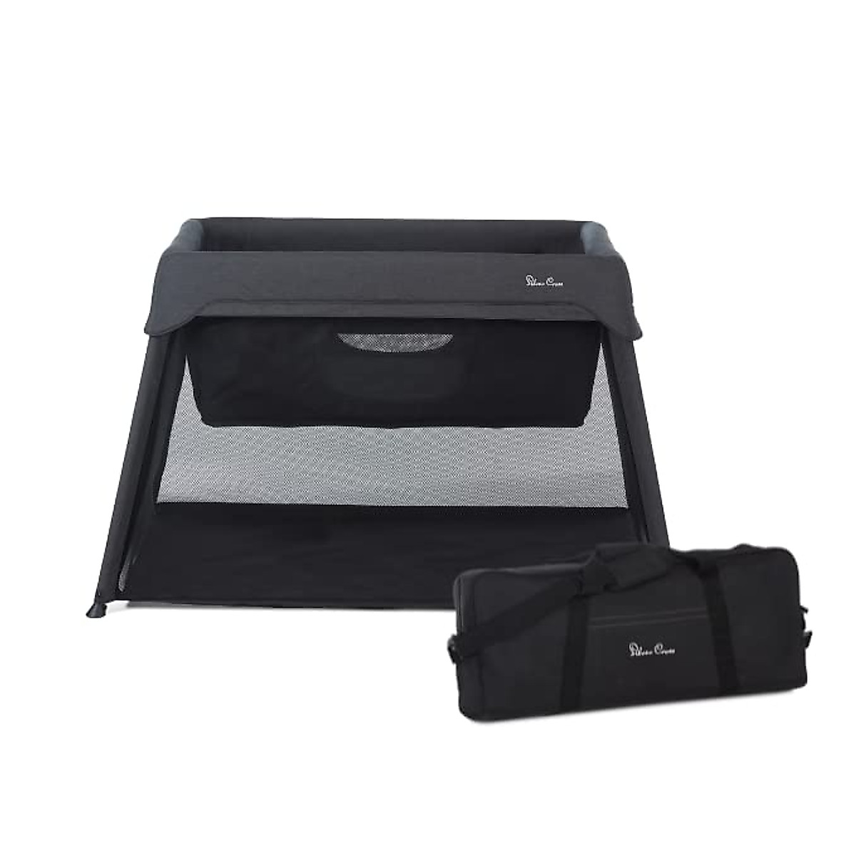 Silver Cross Slumber 3 in 1 Travel Crib in Black - Multi Use, Converts from Bassinet to Crib to Playard - Portable, Lightweight, Easy to Pack with Comfortable Mattress, for Infants to Toddlers