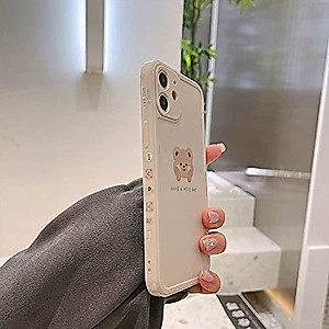 Ownest Compatible for iPhone 11 Case Cute Painted Design Brown Bear with Cheeks for Women Girls Fashion Slim Soft Flexible TPU Rubber for iPhone 11-Beige