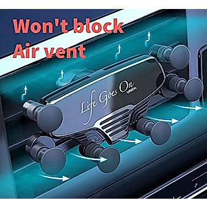[ Life Goes On ] 2022 Newest Gravity Car Phone Holder Mount Vent Clip, Air Vent Phone Mount for Car, Automatic Locking Universal Smartphone Cradle Compatible for iPhone Galaxy and More. 4.7-6.5 inch