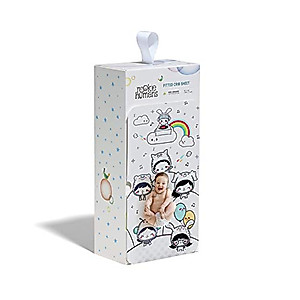 Rookie Humans 100% Organic Cotton Sateen Fitted Crib Sheet: Party in My Crib, Modern Nursery, Use as a Photo Background for Your Baby Pictures. Standard Crib Size (52 x 28 inches)