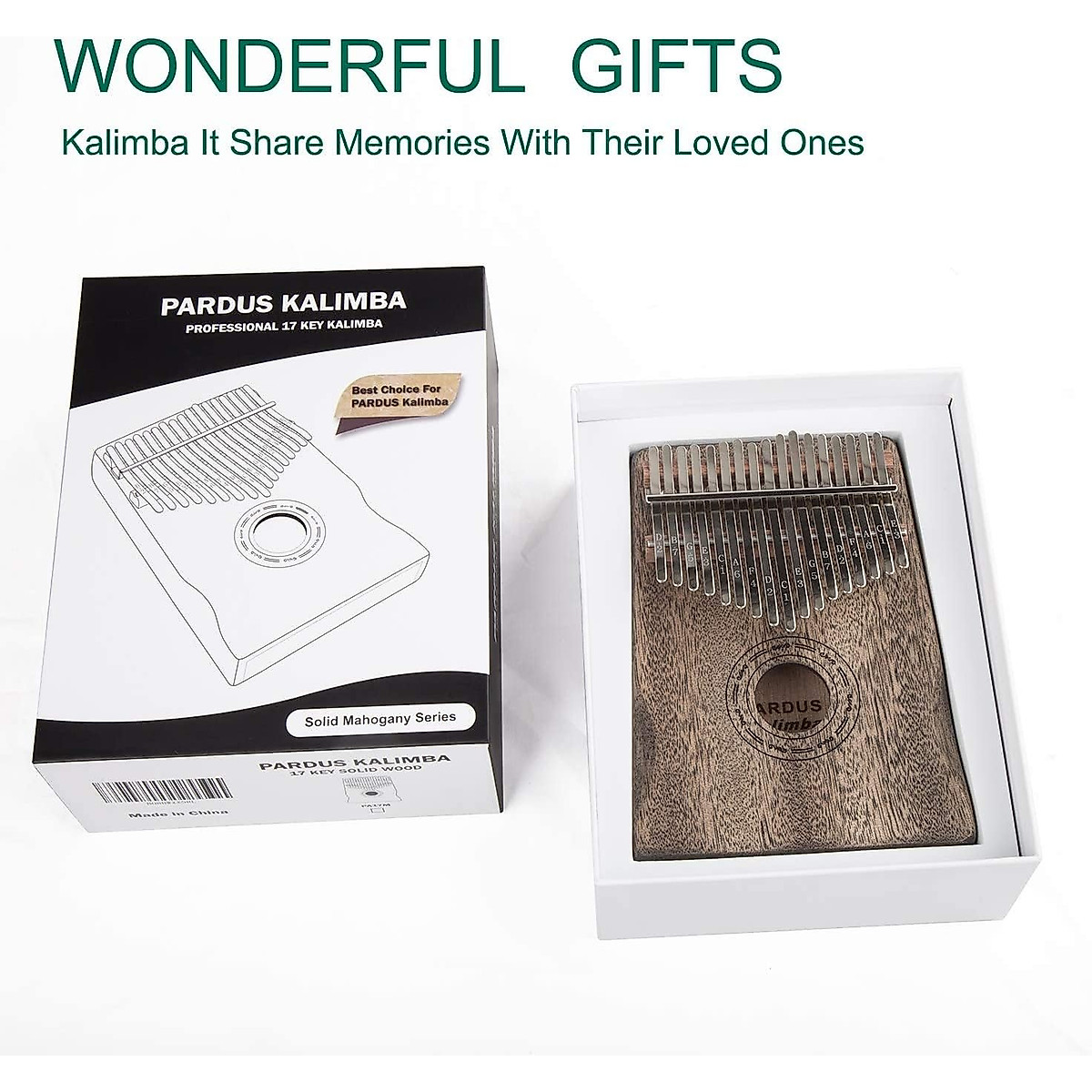 PARDUS Kalimba 17 Keys,Easy to Learn Portable Finger Piano,with Study Guide and Tune Hammer,Thumb Piano Bag,Color Stickers,Gift for Kids, Adult Beginners Professional (Wood color)