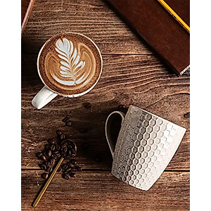 AmorArc Large Coffee Mugs Set of 6, 20oz Coffee Cups for Latte/Cappuccino/Tea/Cocoa, Ceramic Coffee Mugs with Textured Patterns for Men Women Mom Dad, Dishwasher&Microwave Safe, Multi-color