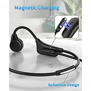 Spodus Bone Conduction Headphones, Bluetooth 5.0 Open-Ear Sport Headphones, Waterproof Wireless Earphones for Running Cycling Yoga Hiking Swiming, Built-in Mic, with 32G Memory