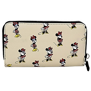 Disney Wallet Wristlet Zip Clutch Faux Leather (Minnie Mouse Cream)