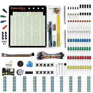 Makeronics Electronics Fun Kit with 3220 Solderless Breadboard| Power Supply Module| Precision Potentiometer |140 pcs U-Shape Jumpers|65 pcs Wires and more for Prototyping Circuit/Arduino/Raspberry Pi