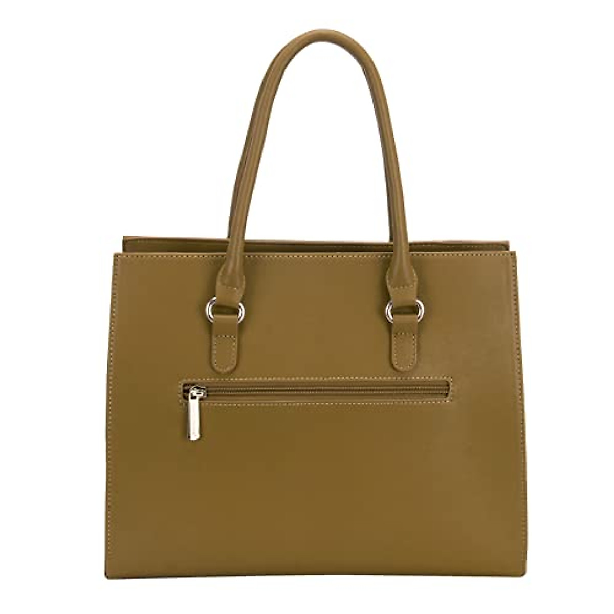 DAVID JONES Paris Women Fashion Chevron Design Satchel Handbag Work Travel Tote Bag with Crossbody (Khaki)