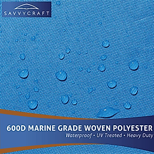 Savvycraft Heavy Duty Boat Cover, Waterproof Trailerable Boat Cover fits V-Hull Runabouts, Aluminum Fishing Boats, Pro Style Bass Boats, Fish&Ski (Size 4: 17ft-19ft Long, Beam up to 100", Blue)