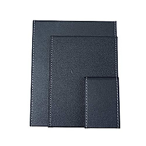 LONGSHENG - SINCE 2001 - Protable PU Leather Mirror Folding Desktop Makeup Mirror with Adjustable Stand for Personal Use,Travelling (L, Black)