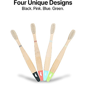 Sea Turtle Plant-Based Bristles, Bamboo Toothbrushes, Soft Natural Toothbrush for Kids (4 Pack)