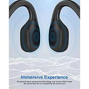 LISNLAB Bone Conduction Headphones, Open-Ear Bluetooth 5.2 Sport Headphones, Wireless Earphones with Mic, IP55 Sweatproof Headset for Running Workouts Gym Cycling Hiking （Black）