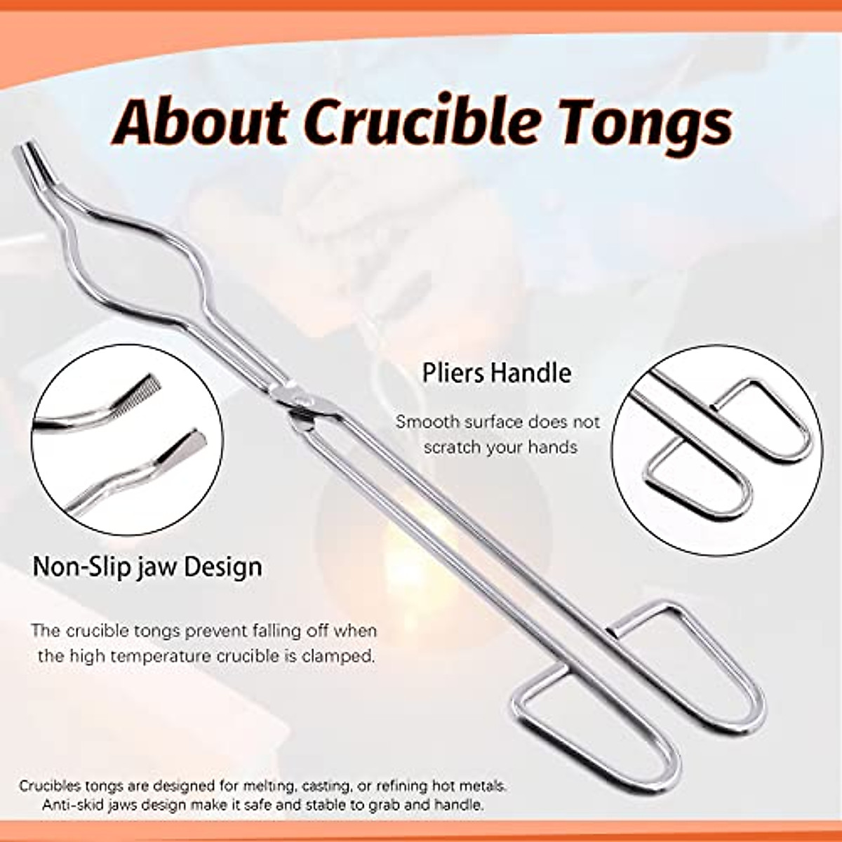 Tanstic 4Pcs Crucible Tongs with General Gloves Set, 10'' 14'' 16'' Stainless Steel Professional Grade Crucible Tongs Kit for Industry Laboratory